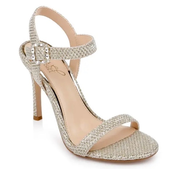 Jewel Badgley Mischka | Shoes | Jewel Badgley Mischka Arlina Glitter Sandal In Light Gold 75 ...